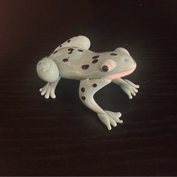 Art | Hand Blown Artisan Tiffany Blue Glass Frog Figurine | Poshmark